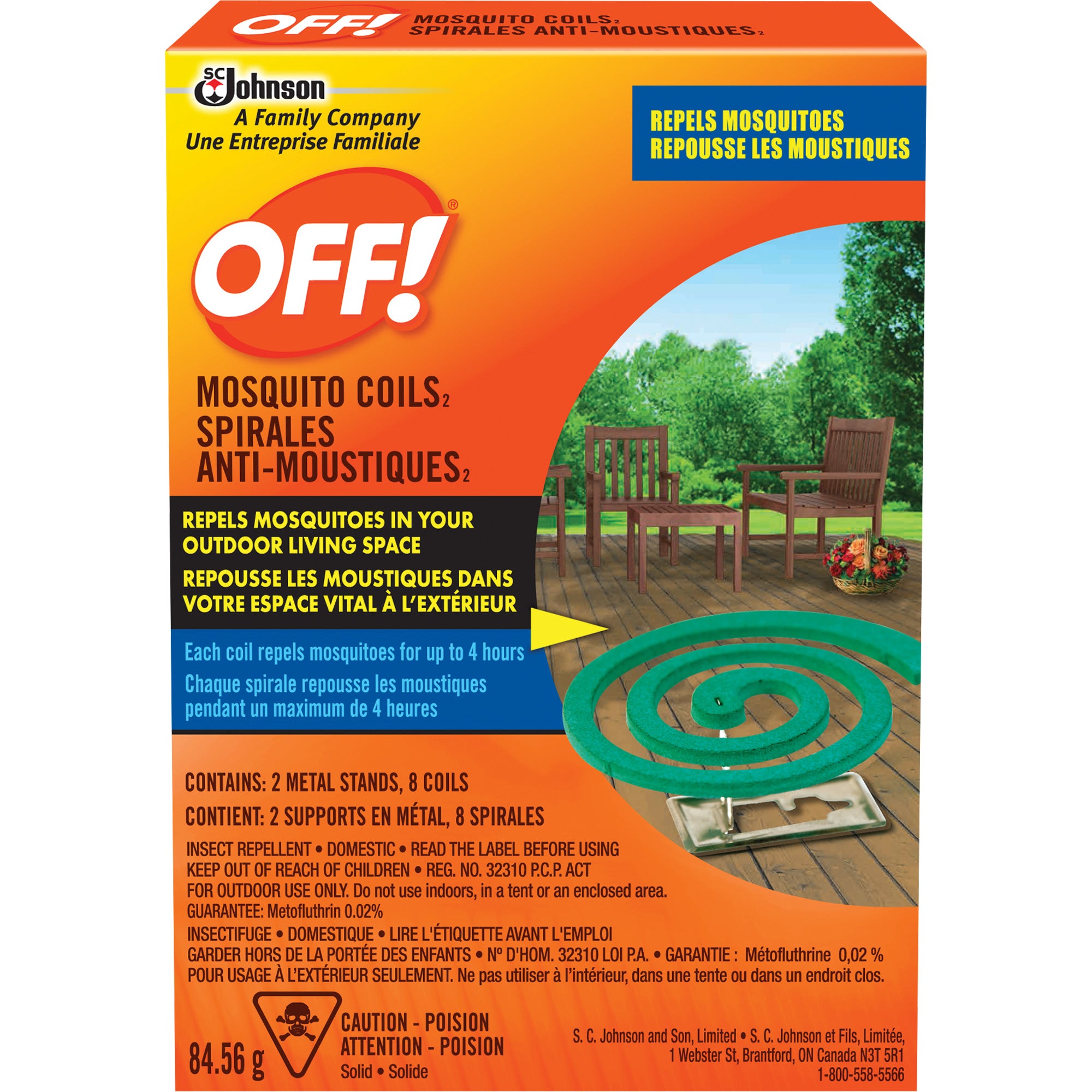 OFF! Mosquito Repellent Coils, DEET Free, Coil, 84.56 g, Pack of 8