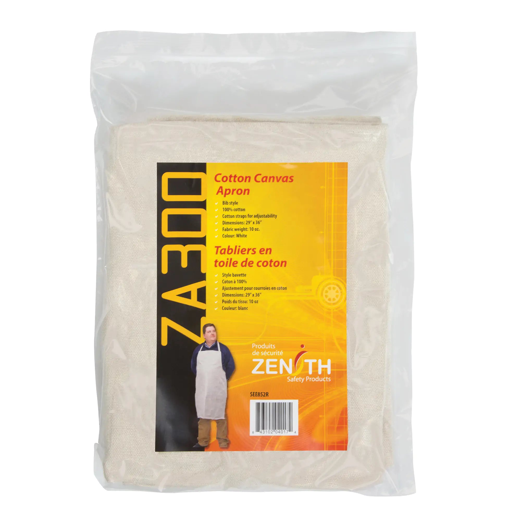 ZA300 Apron, Cotton, 36" L x 29" W, Natural (SEE852R)