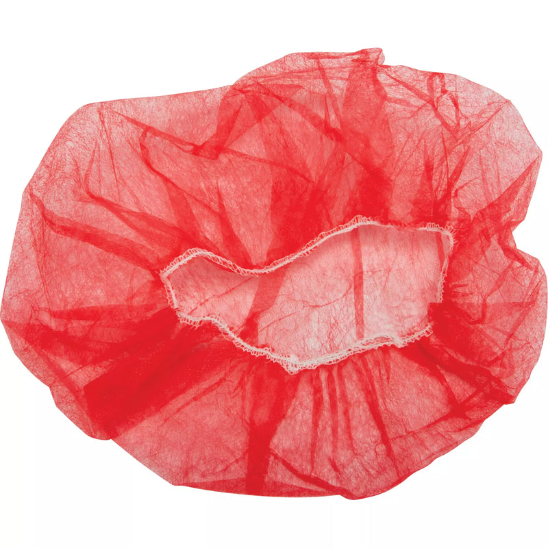 Bouffant Caps, Polypropylene, Red, Case of 1,000 (Multiple Sizes)
