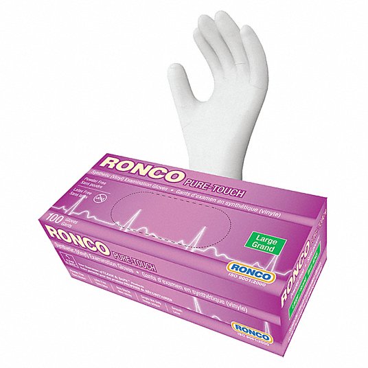 Pure Touch Synthetic Stretch Medical Examination Gloves, Vinyl, 5-mil,